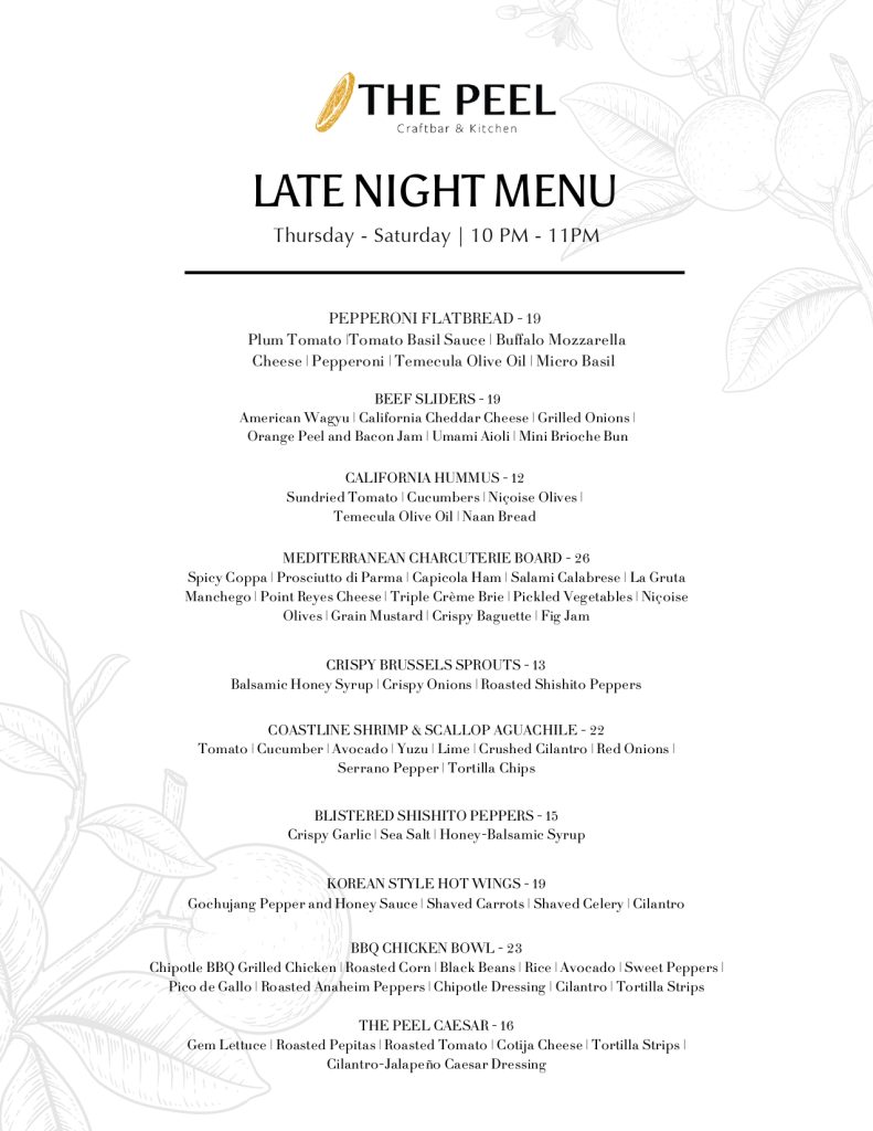 Menu - The Peel